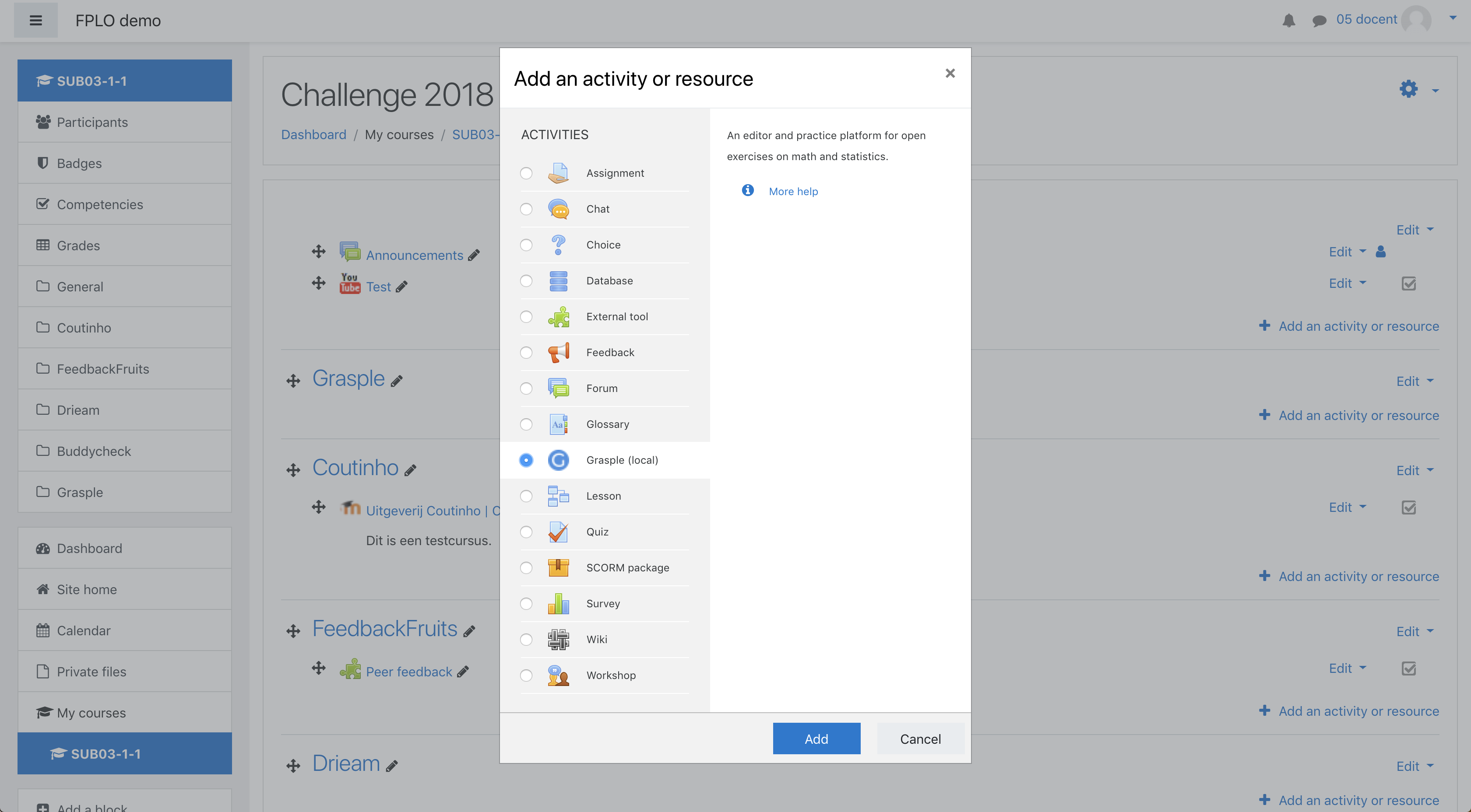 Grasple - Integration Moodle